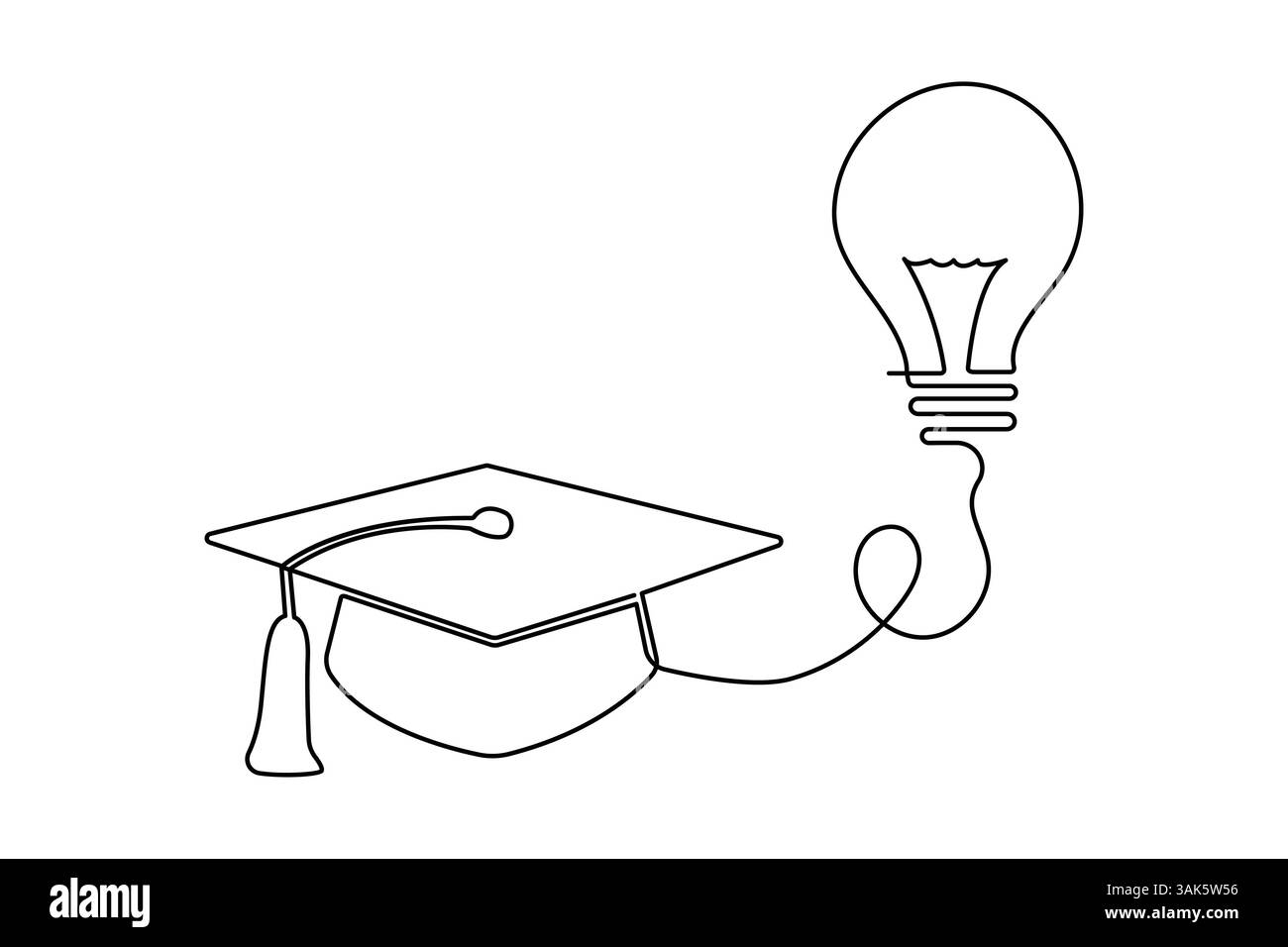 Continuous one line drawing of graduation cap abstract outline vector ...