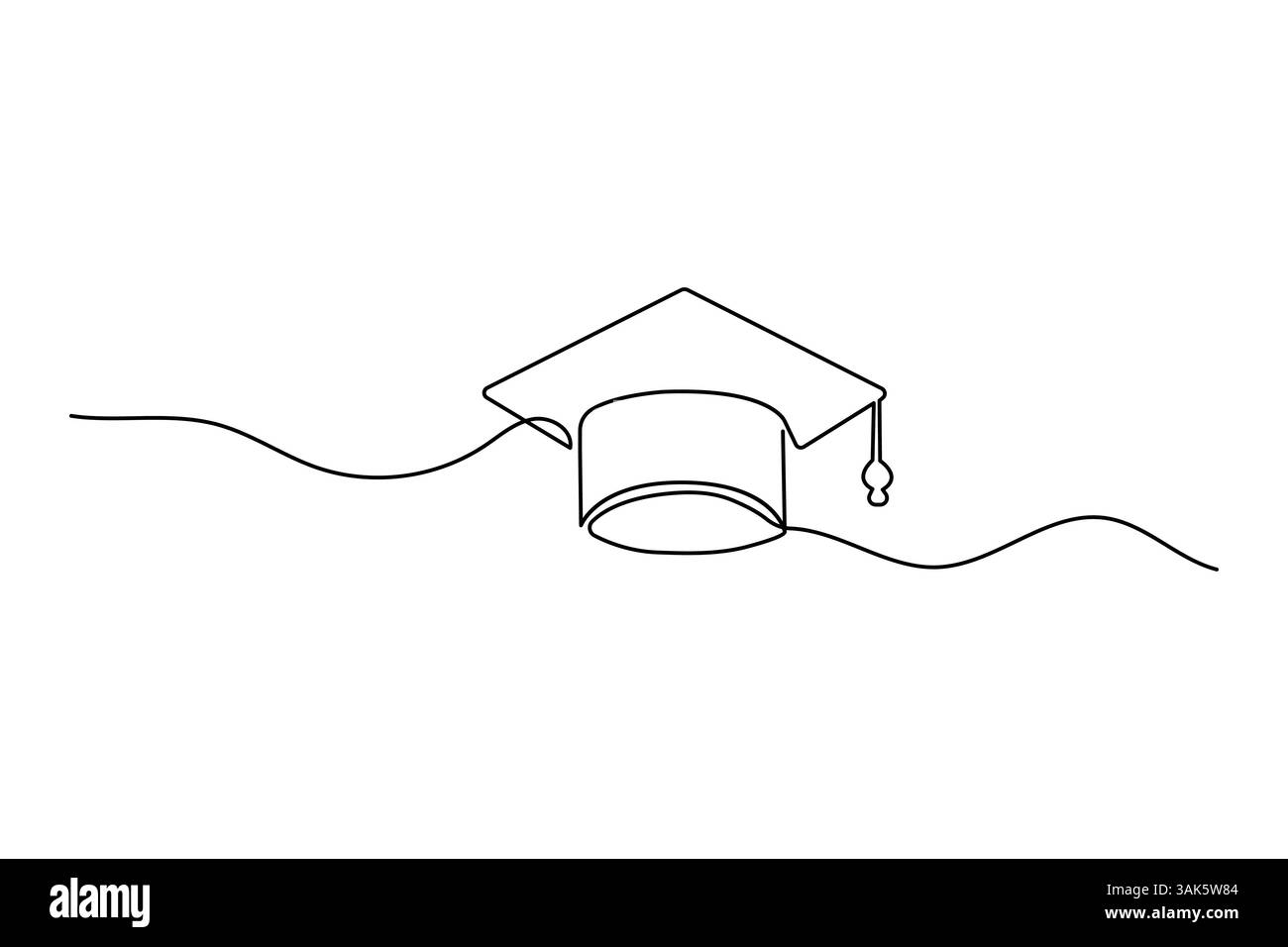 Continuous one line drawing of graduation cap abstract outline vector ...