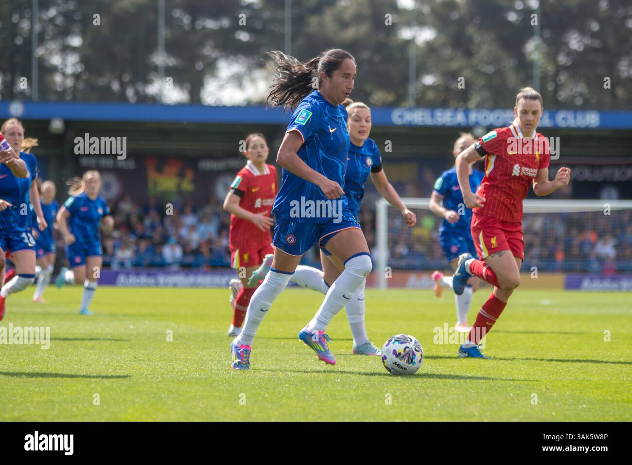 Kingston, UK. 12th Apr, 2025. Mayra Ramirez (7 Chelsea) in action ...