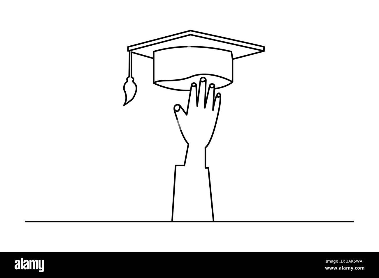 Continuous one line drawing of graduation cap abstract outline vector ...