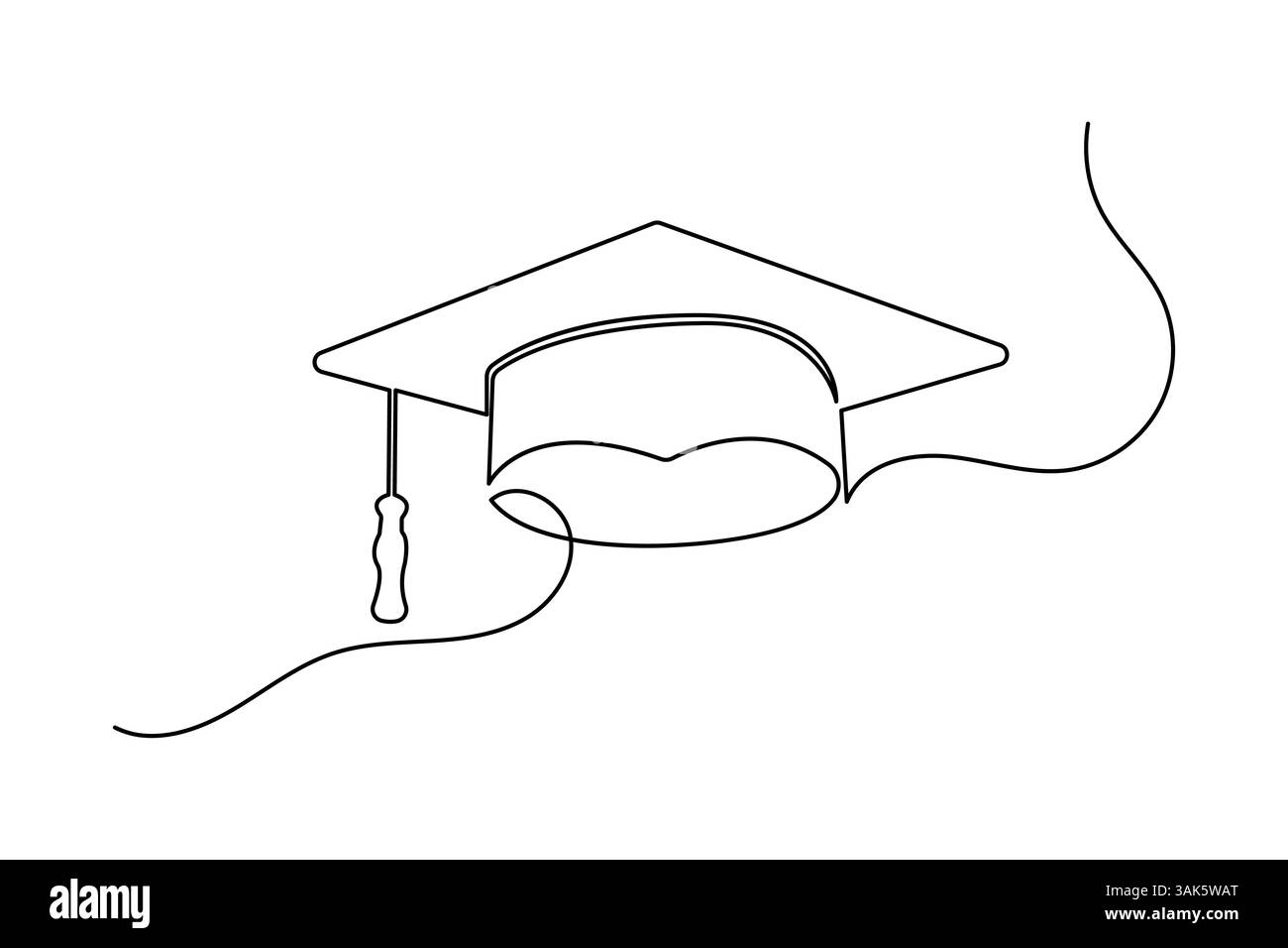 Continuous one line drawing of graduation cap abstract outline vector ...