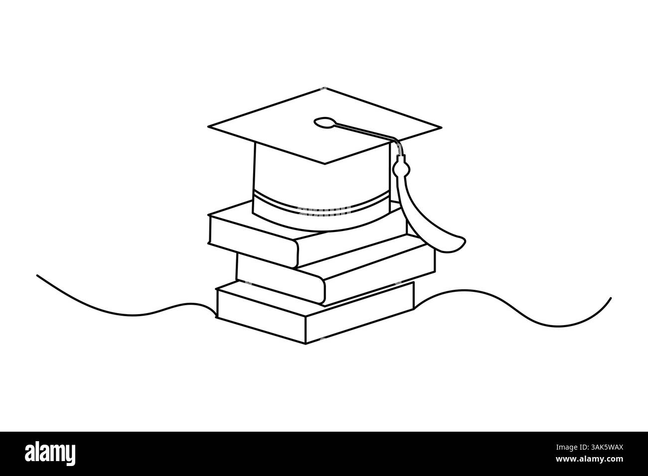 Continuous one line drawing of graduation cap abstract outline vector ...