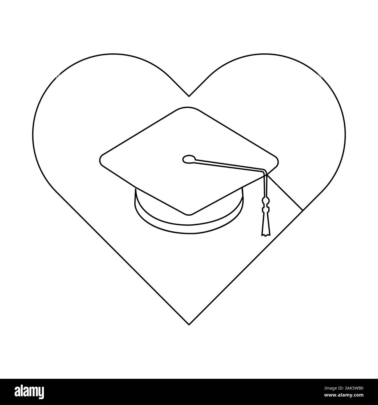Continuous one line drawing of graduation cap abstract outline vector ...