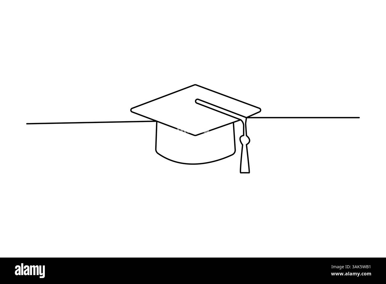 Continuous one line drawing of graduation cap abstract outline vector ...