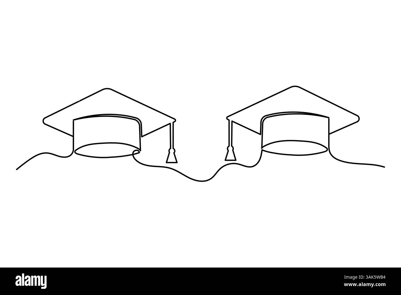 Continuous one line drawing of graduation cap abstract outline vector ...