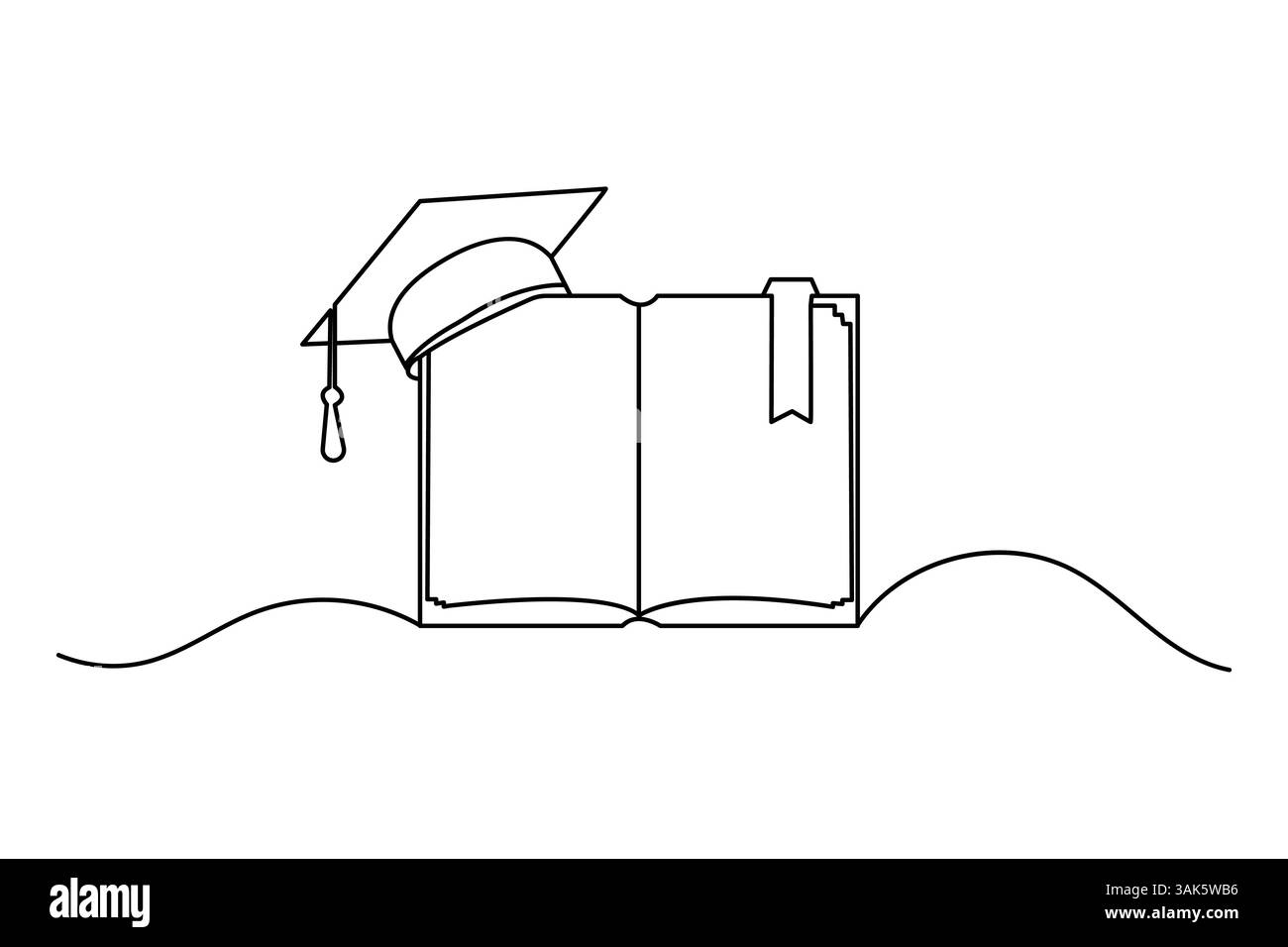 Continuous one line drawing of graduation cap abstract outline vector ...
