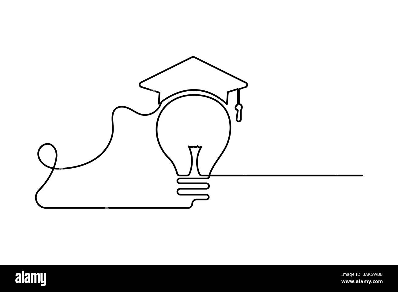 Continuous one line drawing of graduation cap abstract outline vector ...