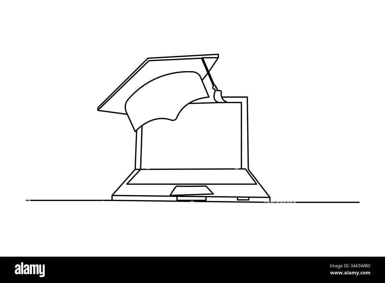 Continuous one line drawing of graduation cap abstract outline vector ...