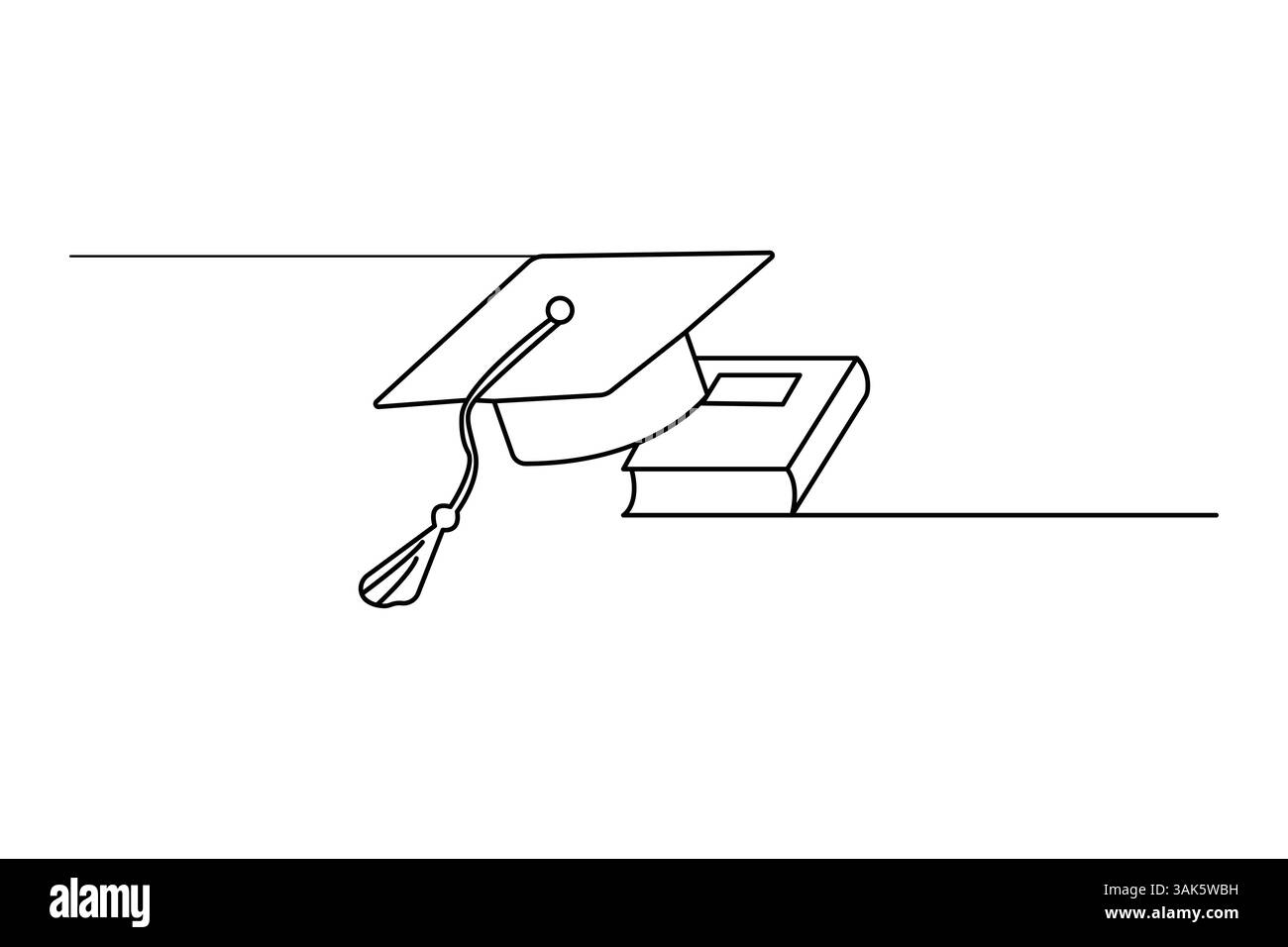 Continuous one line drawing of graduation cap abstract outline vector ...