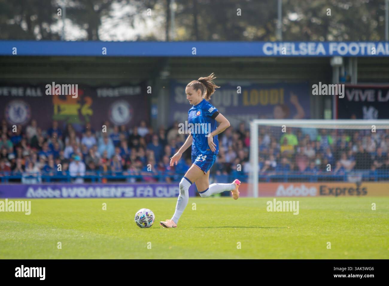 Kingston, UK. 12th Apr, 2025. Nathalie Bjorn (14 Chelsea) in action ...