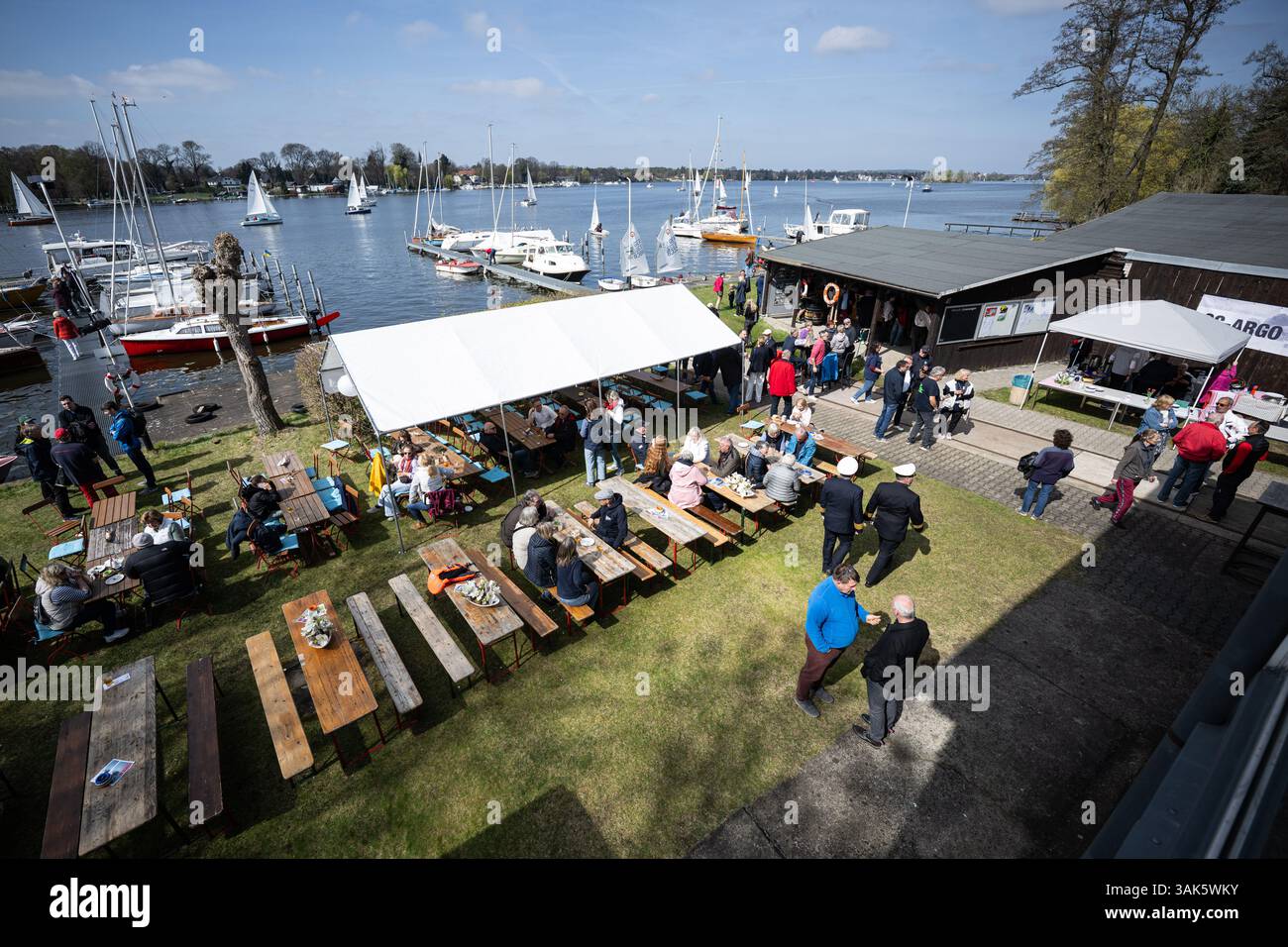 Zeuthen, Germany. 12th Apr, 2025. View of Lake Zeuthen from the ...