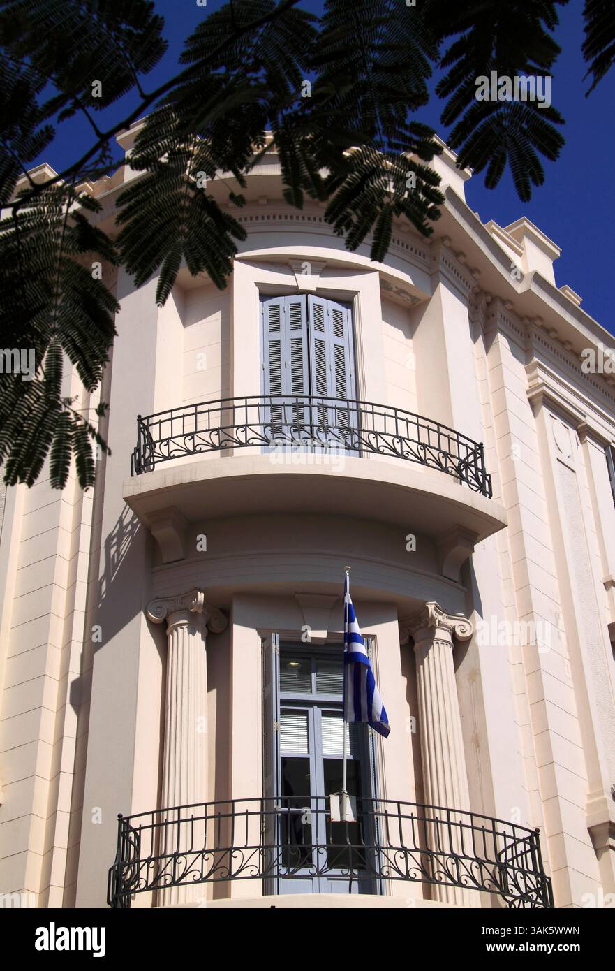 Art nouveau building corner facade. Greece, Crete, Heraklion historic ...