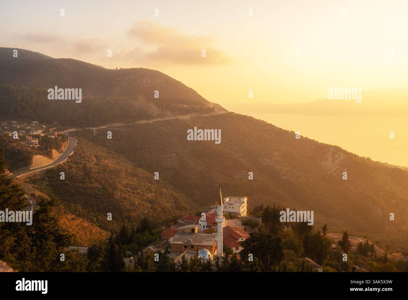 Attractive spring cityscape of Vlore city from Kanines fortress Stock ...