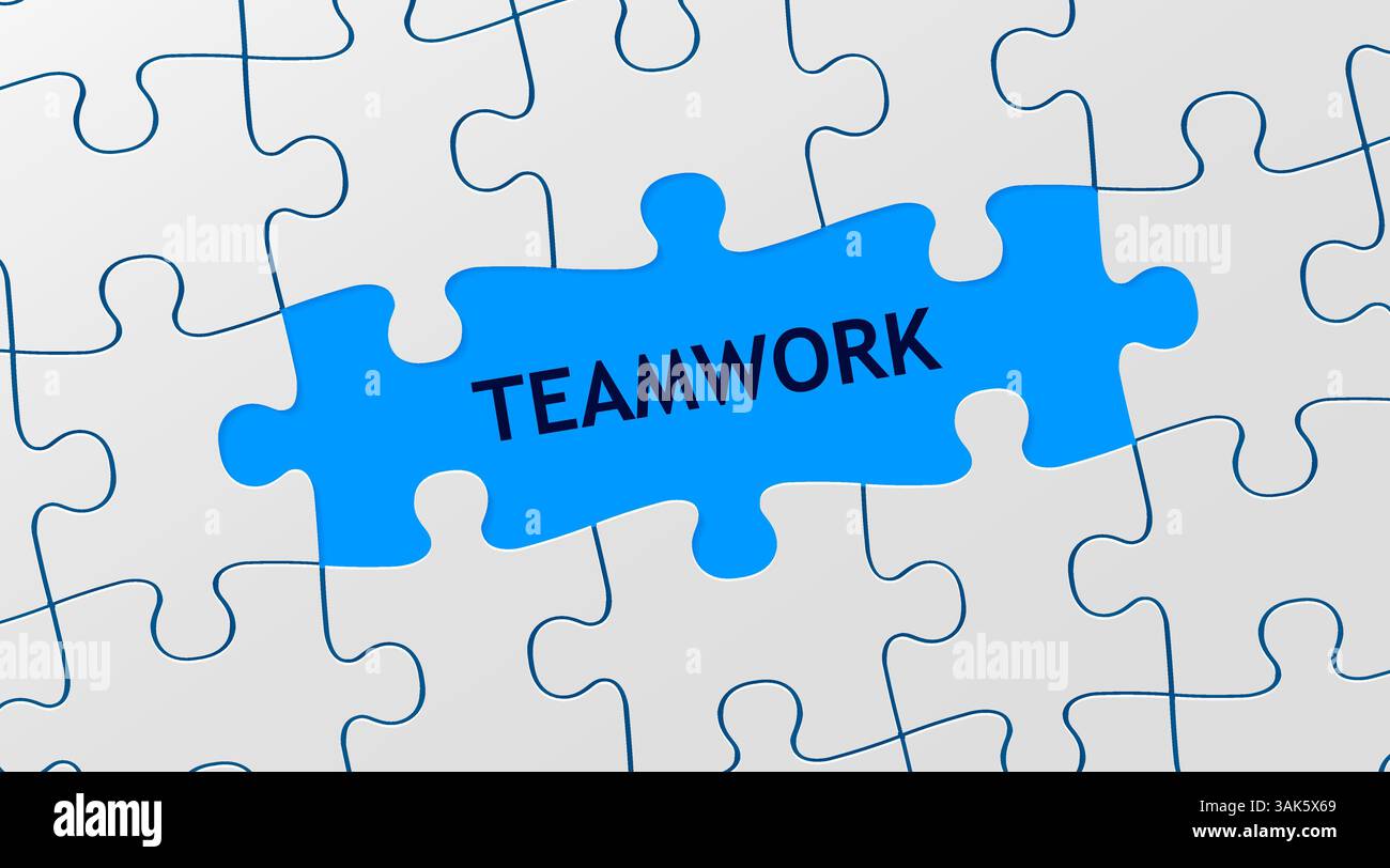 White jigsaw puzzle game texture incomplete or missing piece. Top view ...