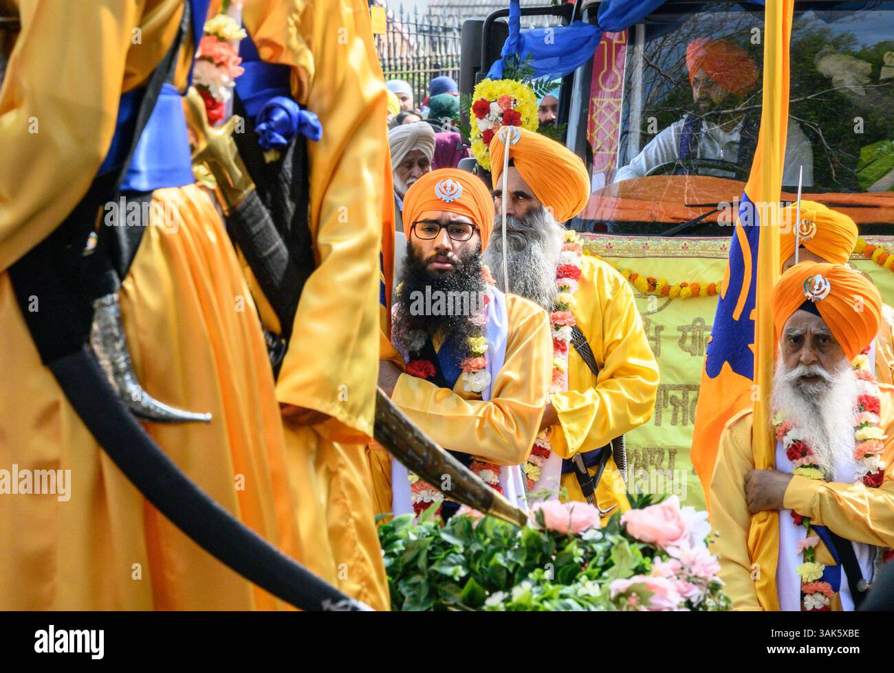 Gravesend, Kent, UK. 12th Apr, 2025. Thousands of people from the local Sikh community join ...