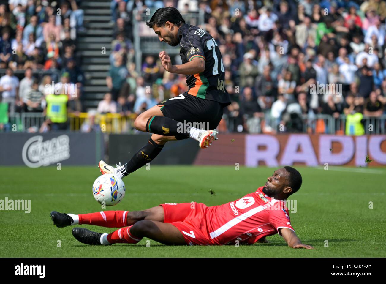 Venezia, Italia. 12th Apr, 2025. AC Monza's Jean-Daniel Akpa Akpro ...