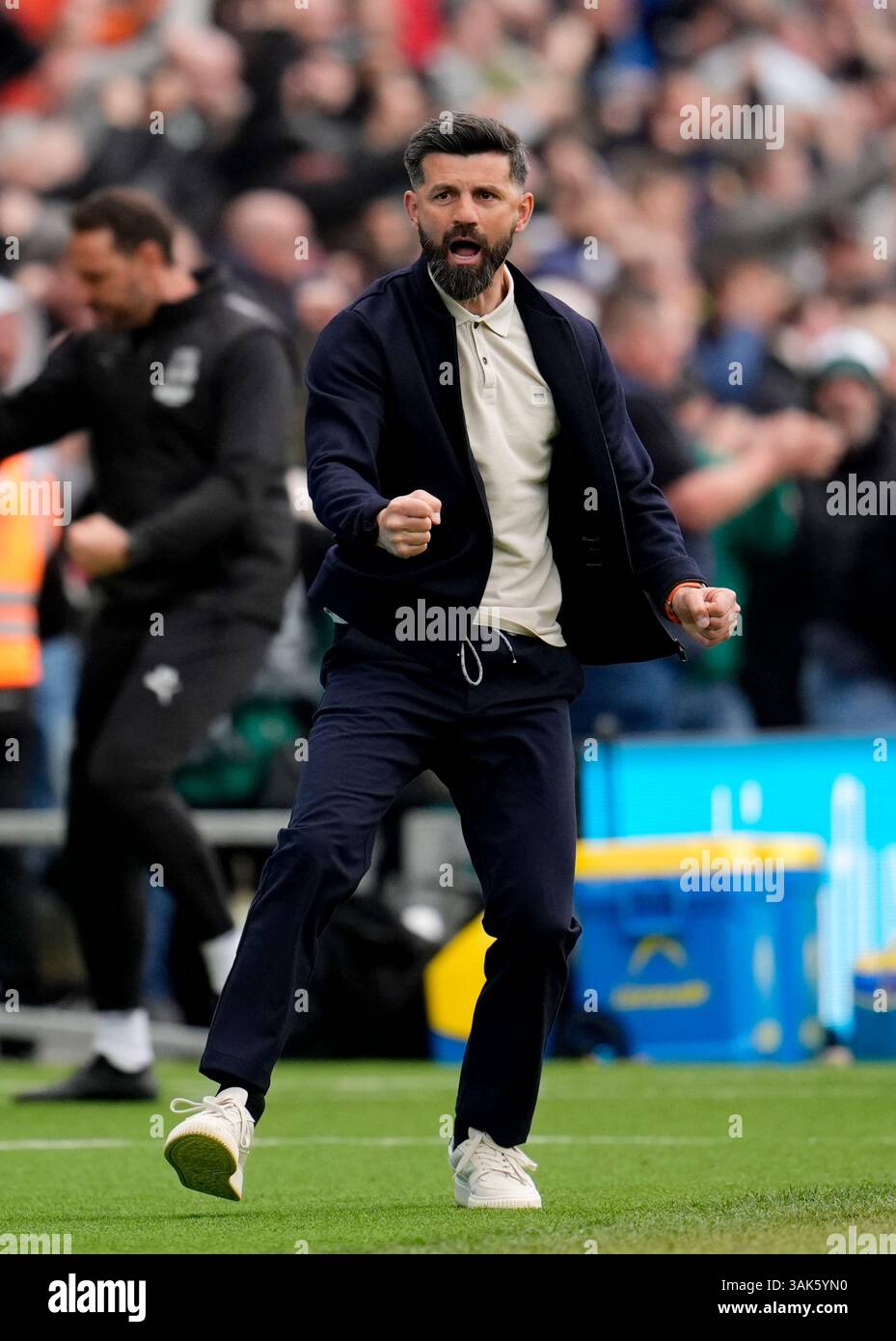 Plymouth Argyle manager Miron Muslic celebrates on the touchline after ...