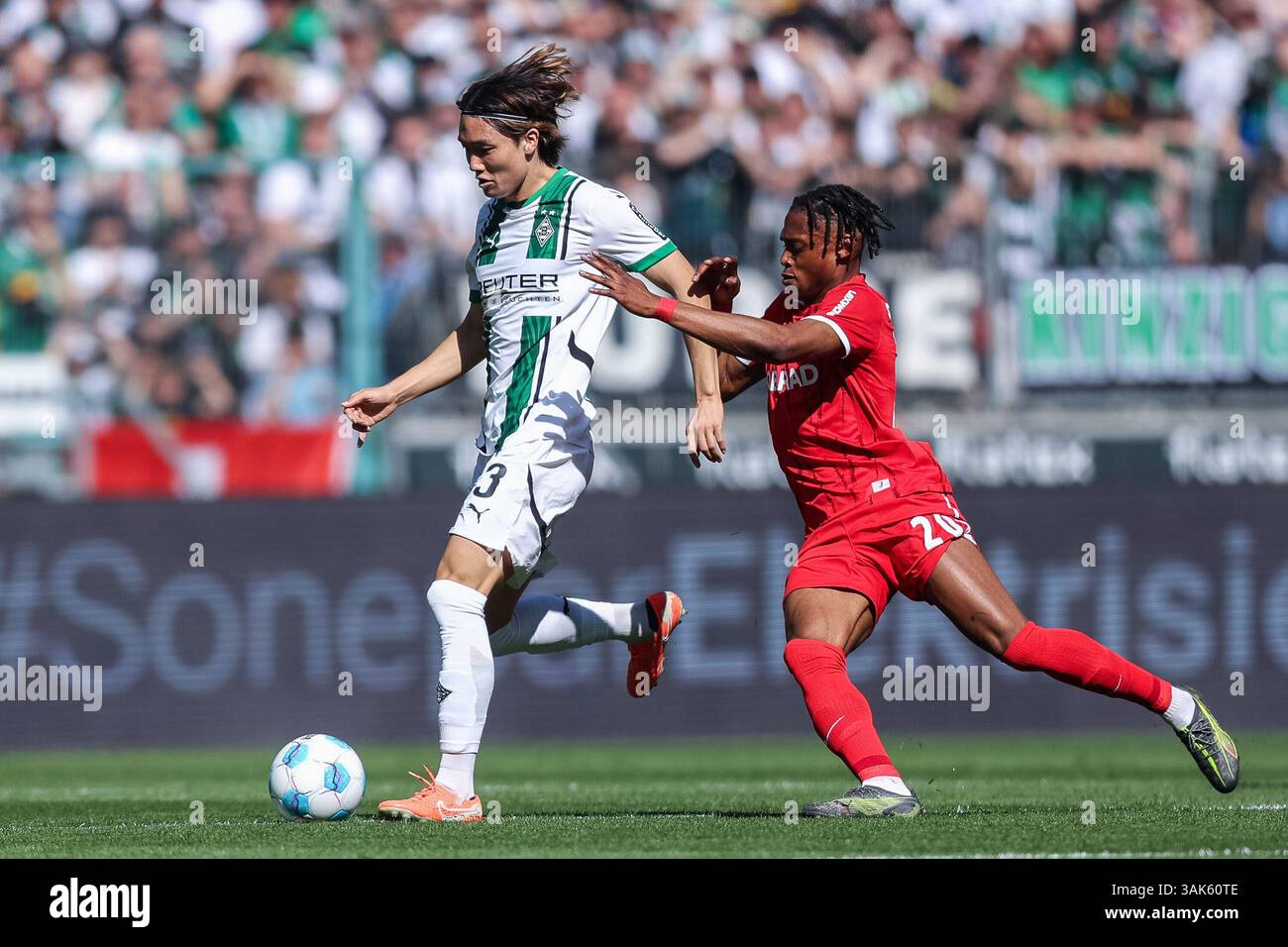 Germany. 12th Apr, 2025. Fussball 1. Bundesliga 29. Spieltag Borussia Moenchengladbach - SC ...