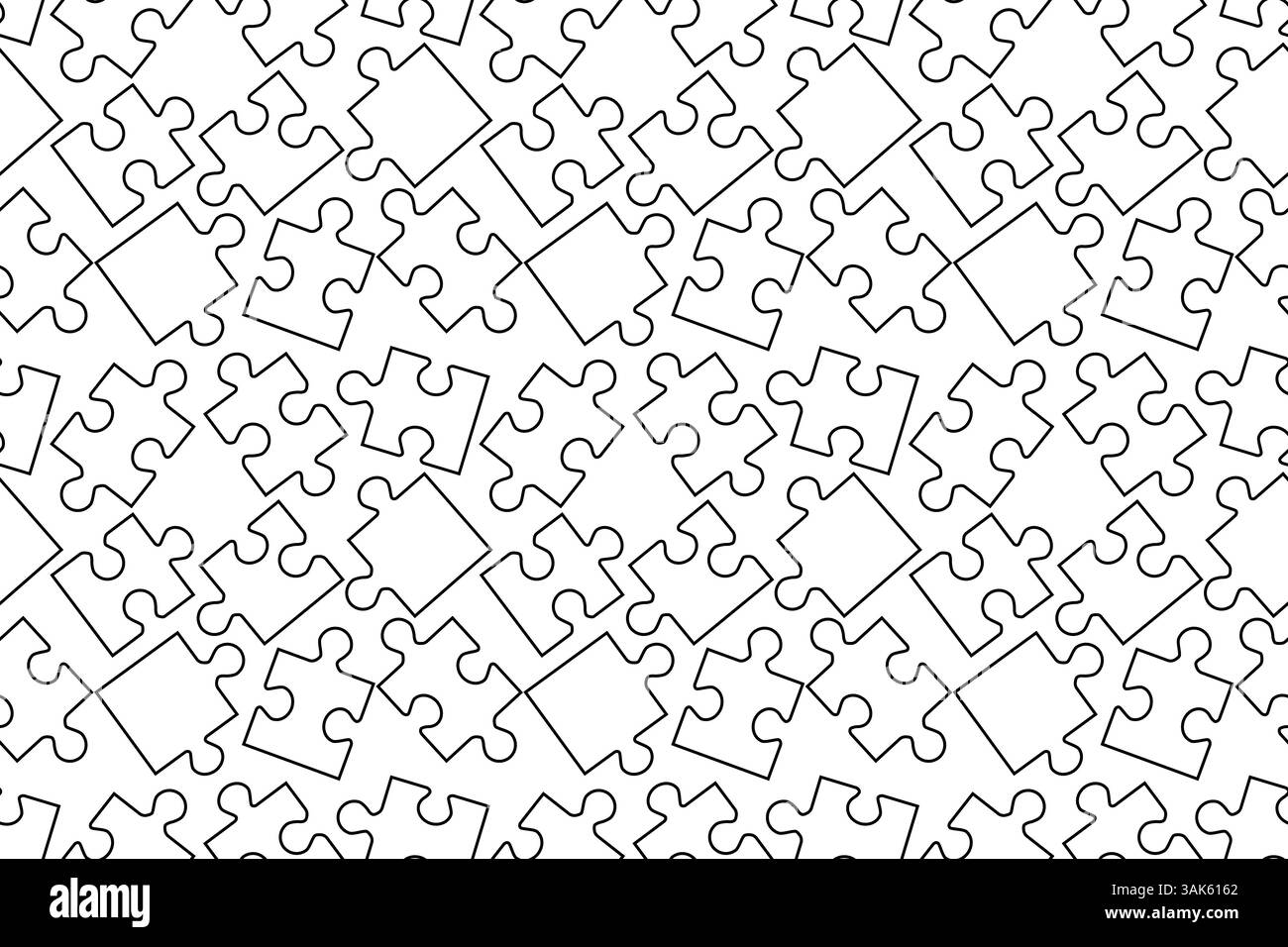 A seamless pattern with puzzle pieces. An outline puzzle seamless pattern. A jigsaw black and ...