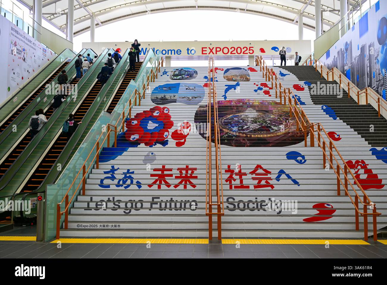 OSAKA, JPAPN - APRIL 12, 2025 - A poster for Osaka World Expo 2025 is ...