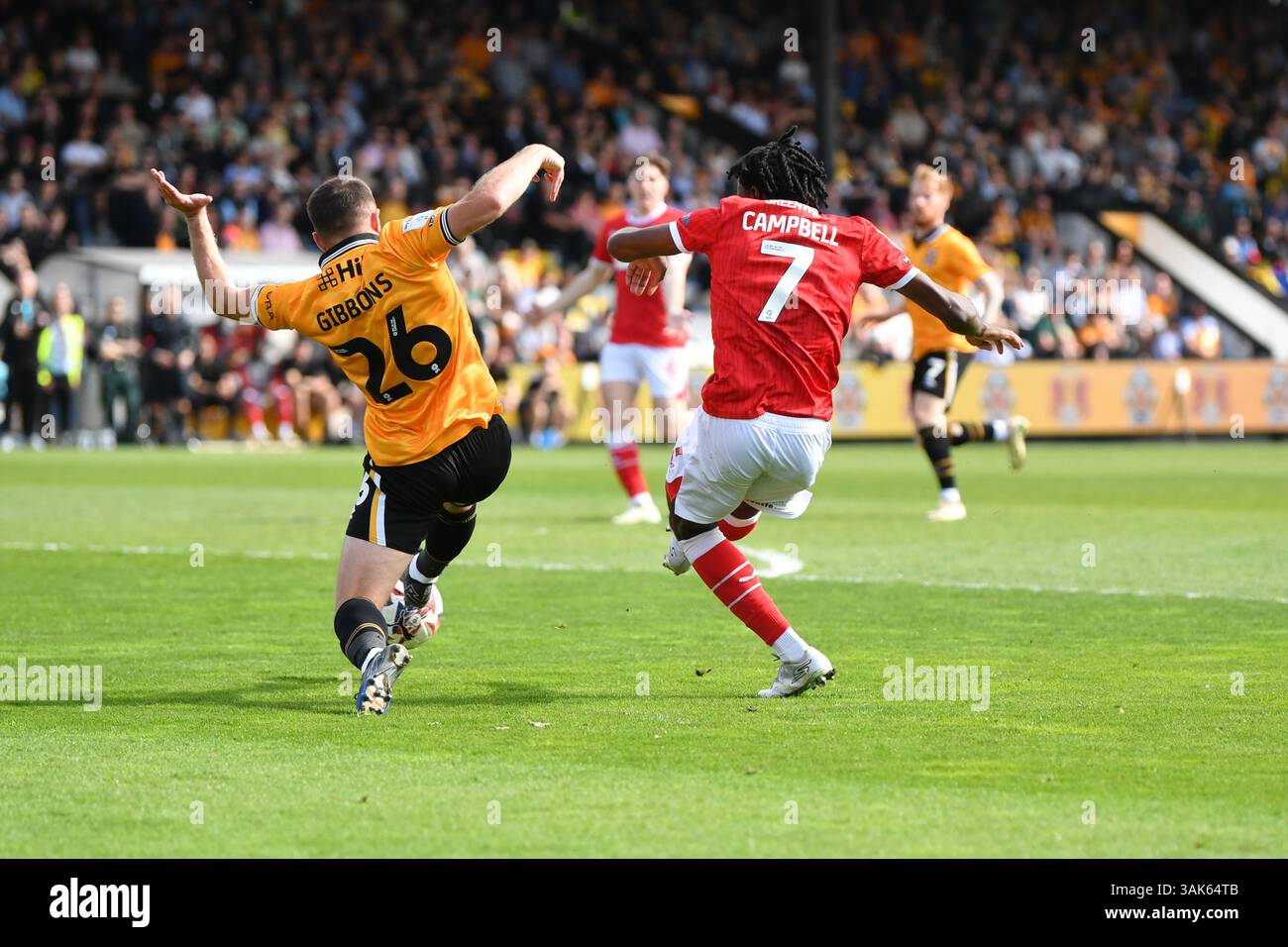 Cambridge, England. 12th Apr 2025. Tyreece Campbell scores during the ...