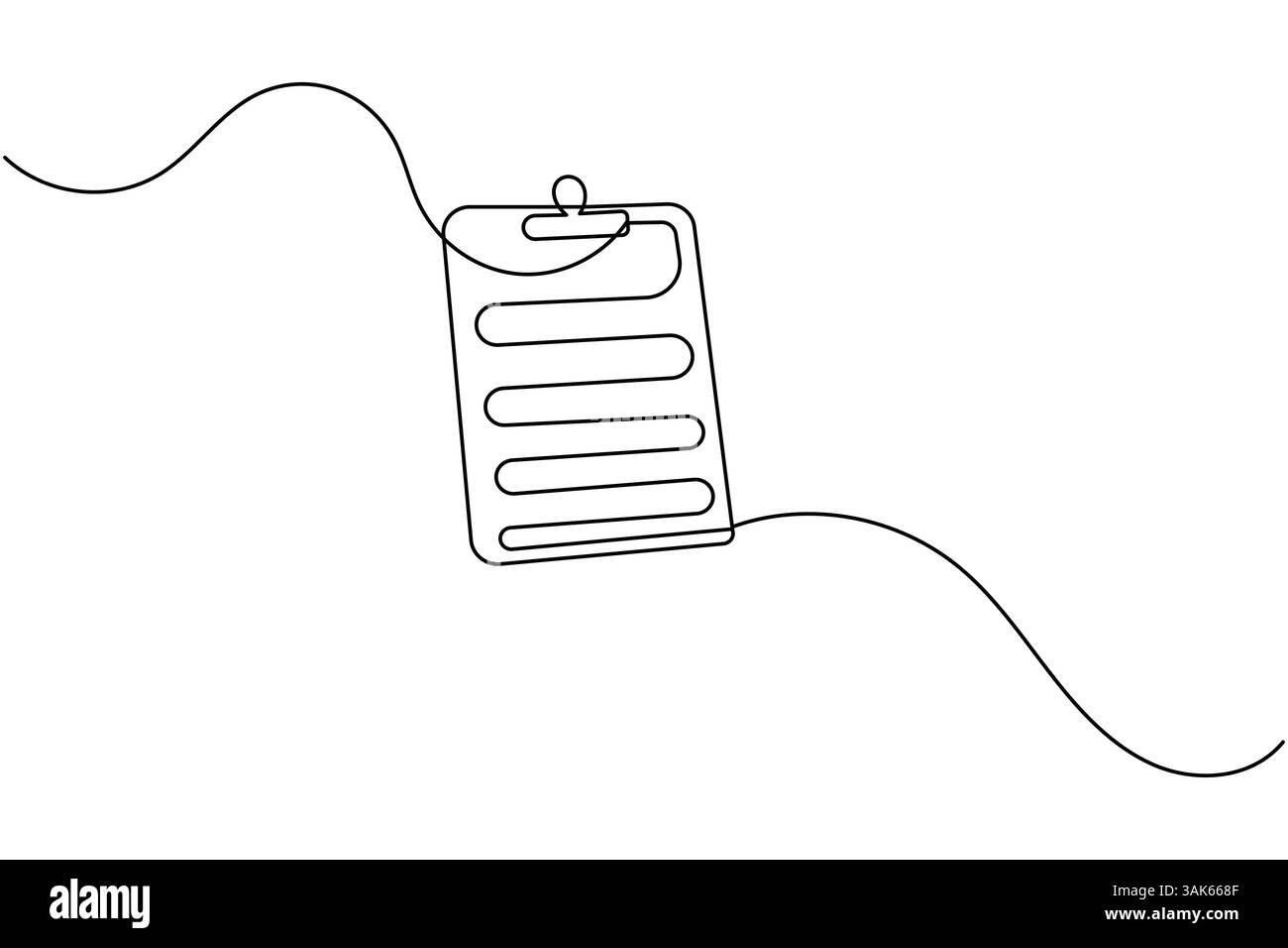 Clipboard with a checklist continuous one line drawing and minimalist ...