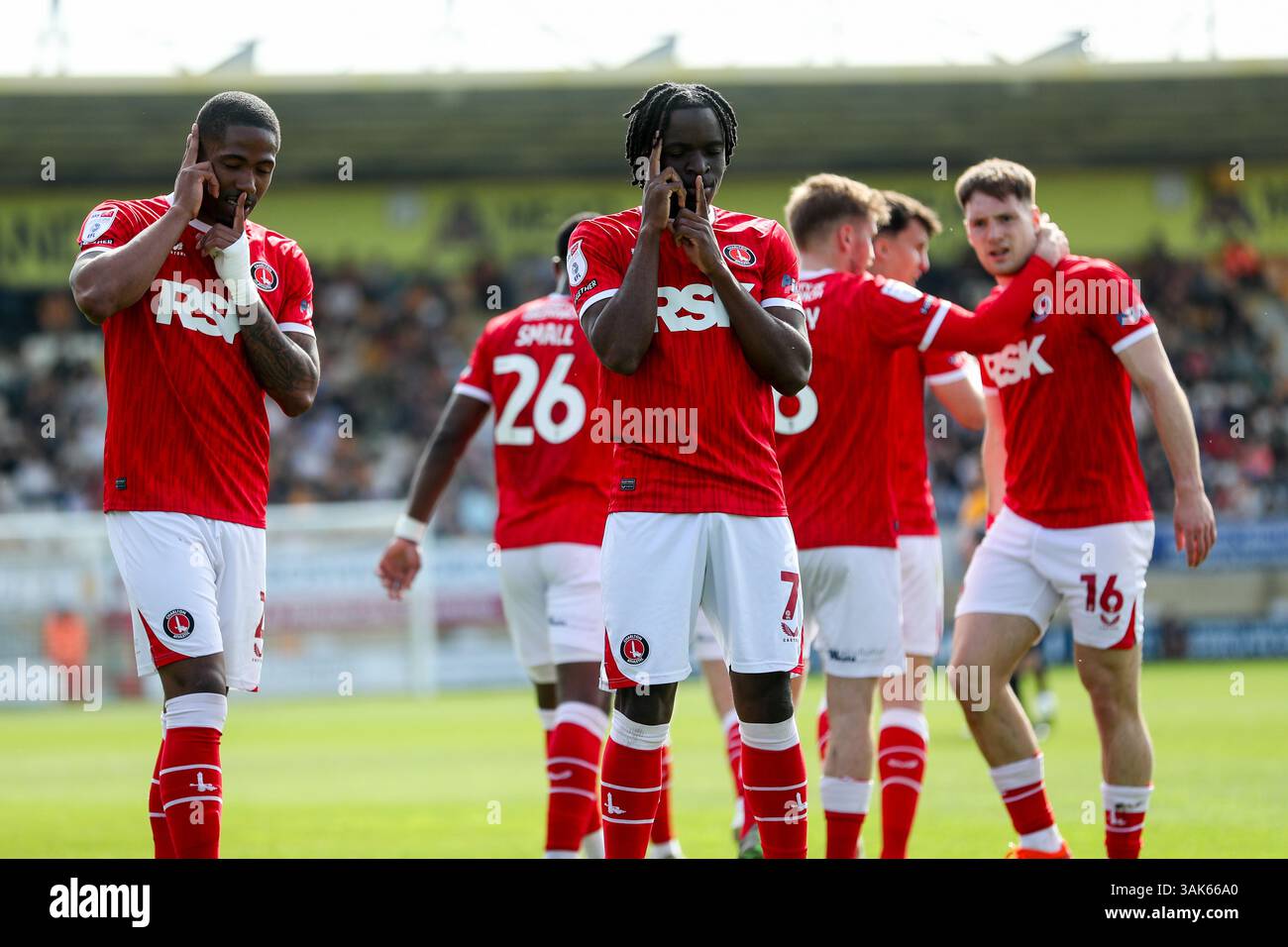 Cambridge, UK. 12th Apr, 2025. Tyreece Campbell of Charlton Athletic ...