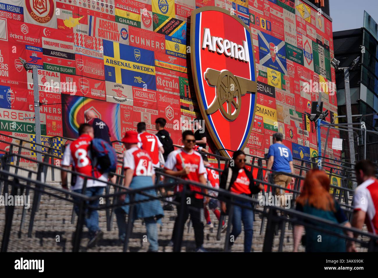 Arsenal fans outside the ground before the Premier League match at the ...