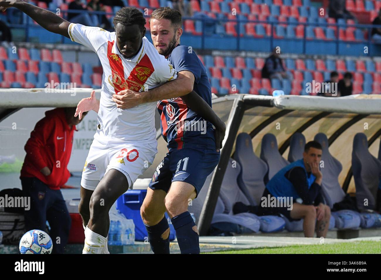 Patrick Nuamah (Brescia) against Giacomo Ricci (Cosenza) during Cosenza ...