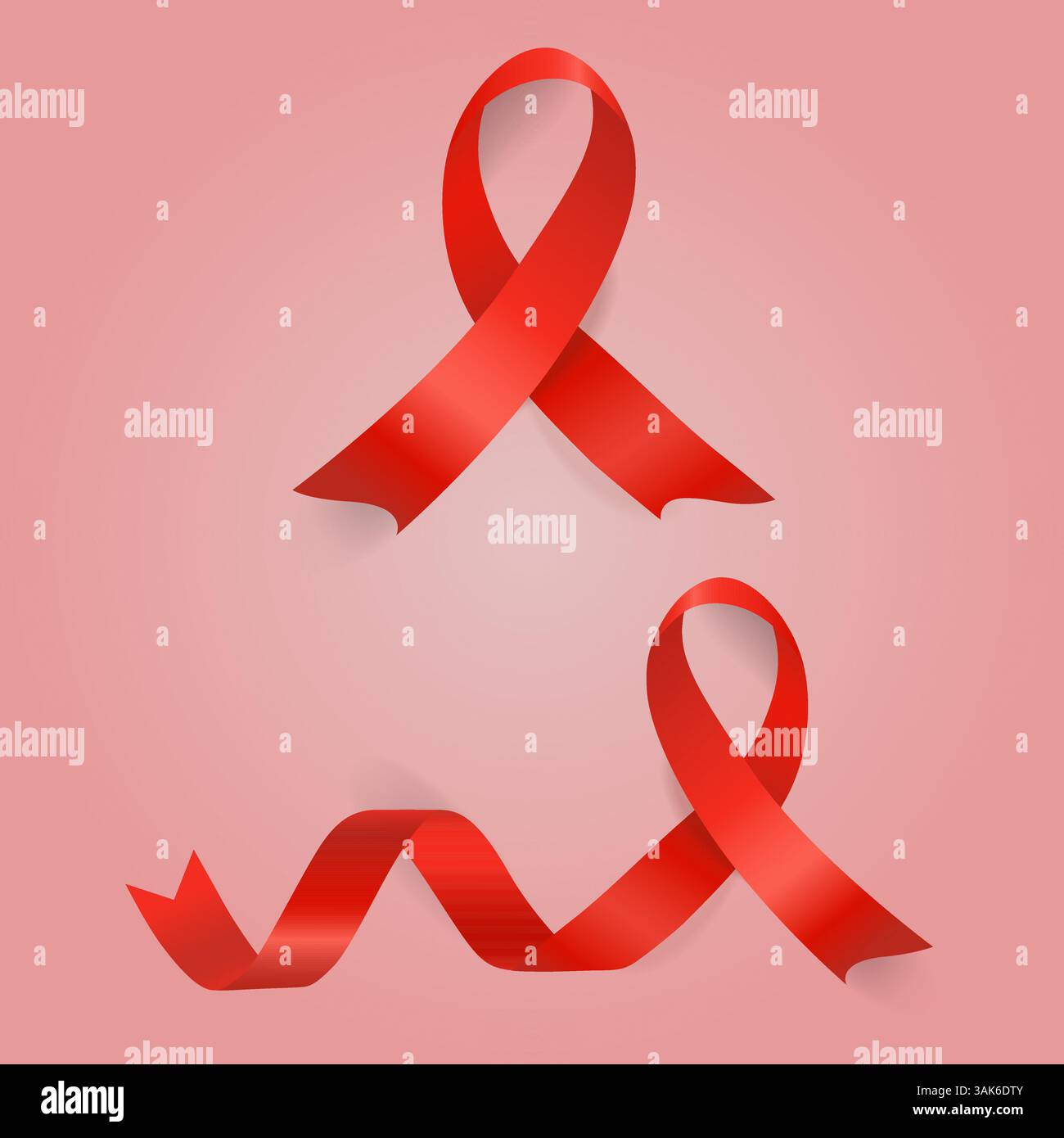 Vector shiny red ribbons on a bright red background with copy space ...