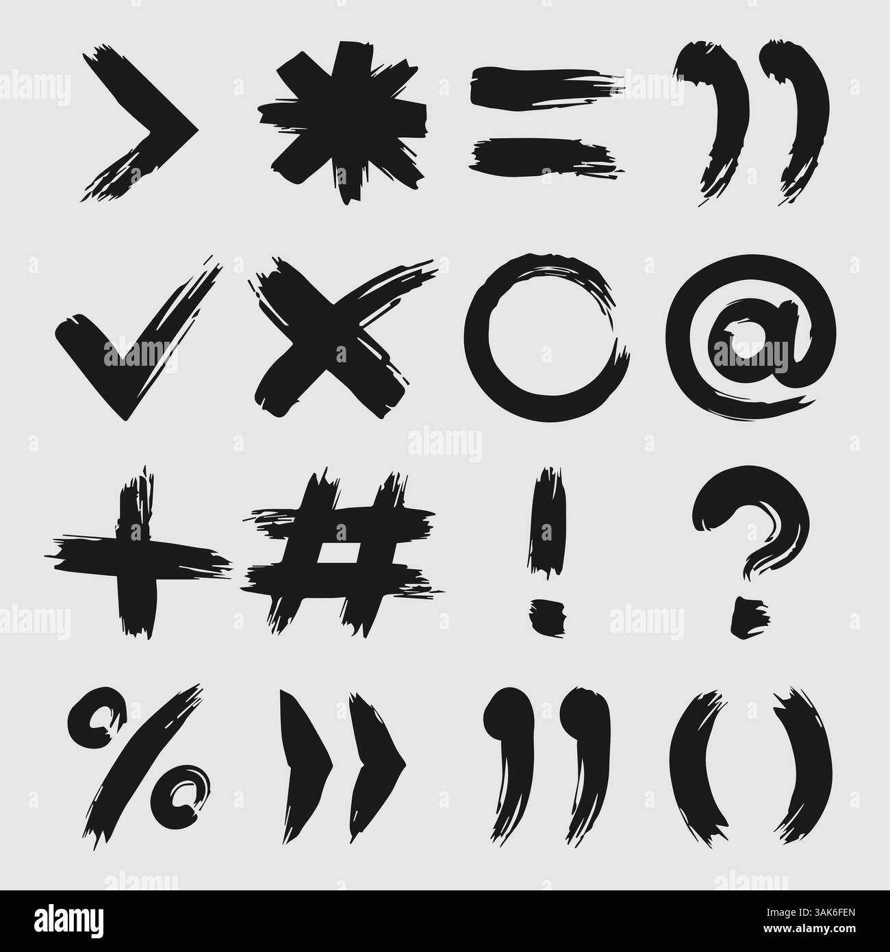 Vector multiplication and cross ink brush stroke icon, punctuation X ...