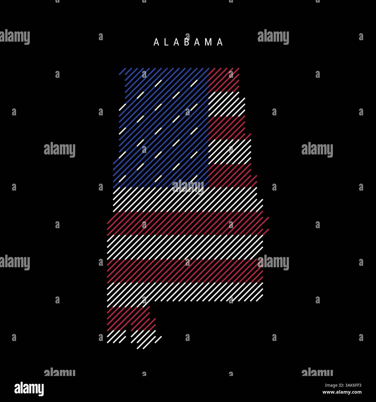 Alabama US state hatched silhouette map of slanted parallel lines ...