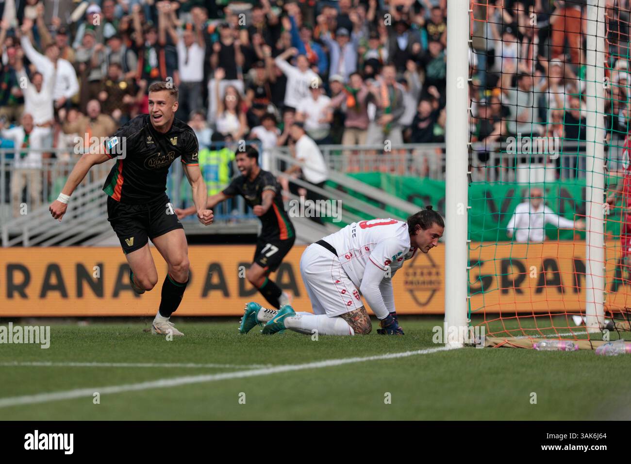 Venezia, Veneto, Italy. 12th Apr, 2025. Venezia's DANIEL FILA scores a ...