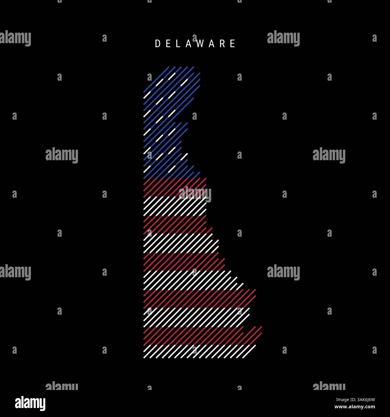 Delaware US state hatched silhouette map of slanted parallel lines ...