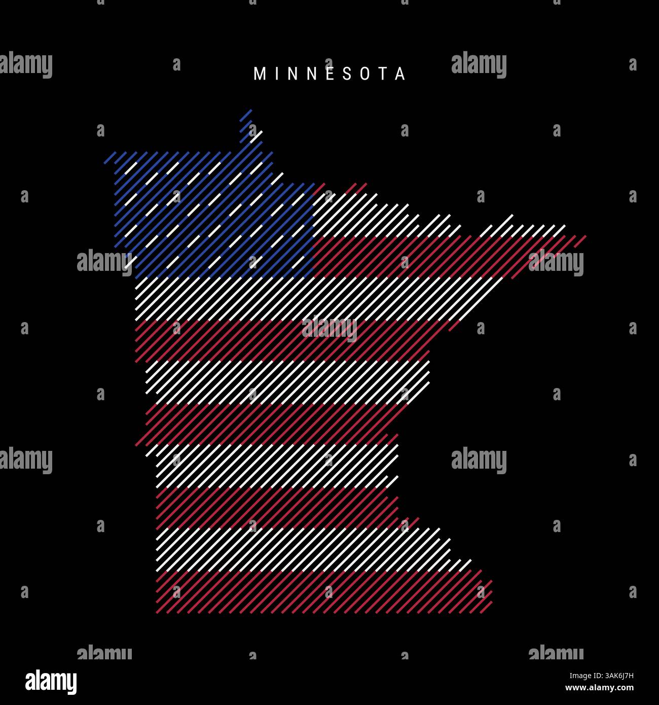 Minnesota US state hatched silhouette map of slanted parallel lines ...