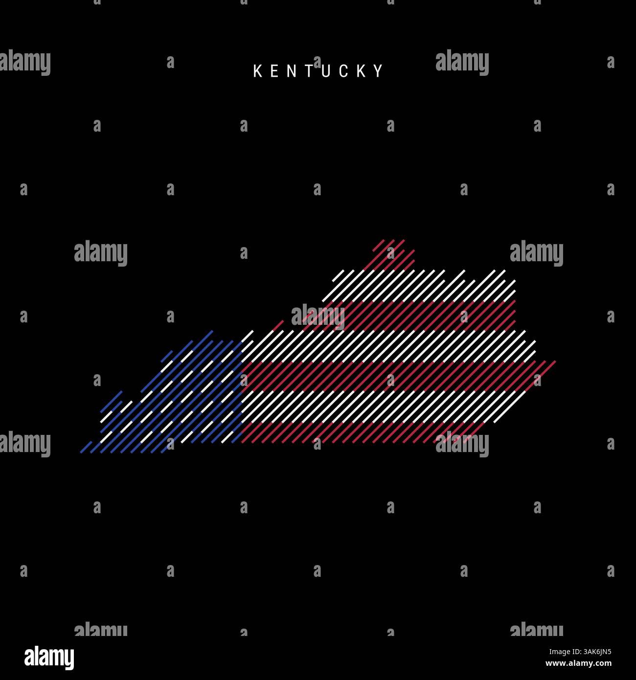 Kentucky US state hatched silhouette map of slanted parallel lines ...