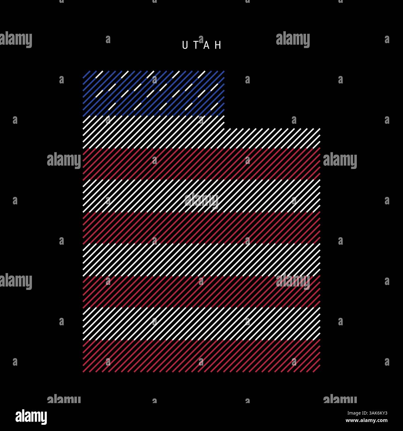 Utah US state hatched silhouette map of slanted parallel lines pattern ...