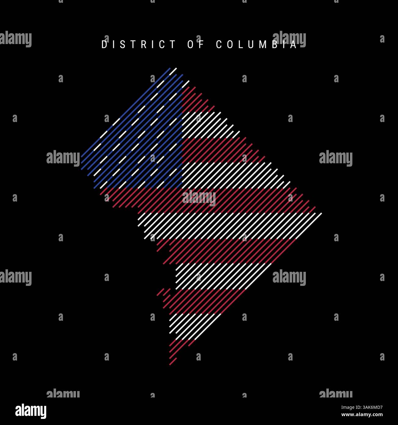 Washington DC hatched silhouette map of slanted parallel lines pattern ...