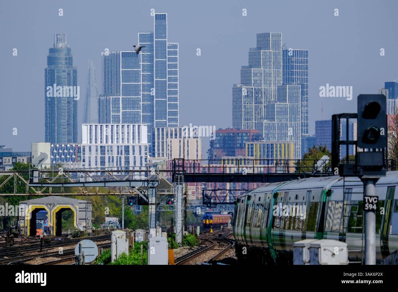 London, UK. 12th April, 2025. A general view of the Vauxhall skyline ...
