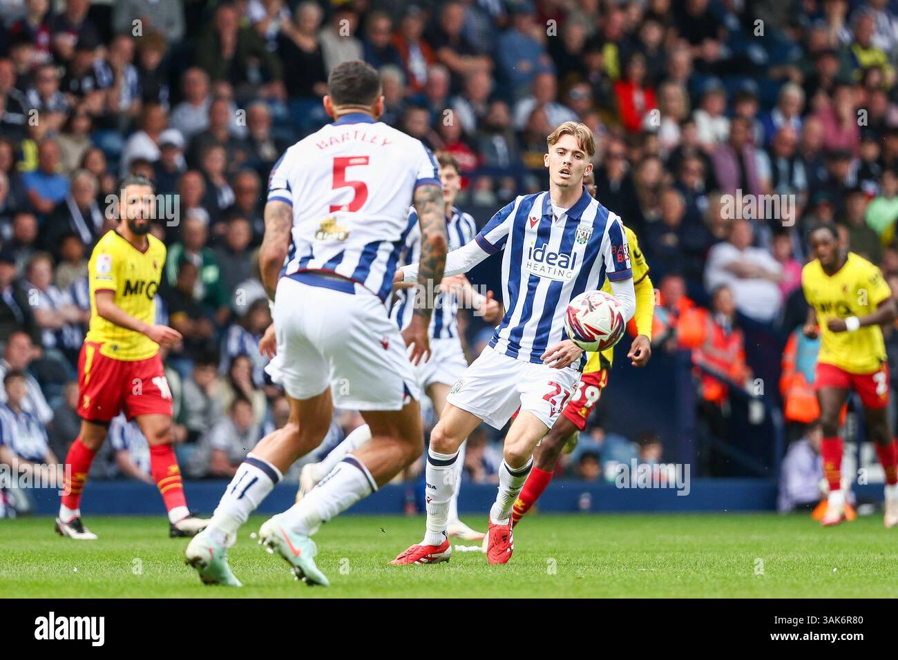 #21, Isaac Price of WBA in defensive action during the Sky Bet ...