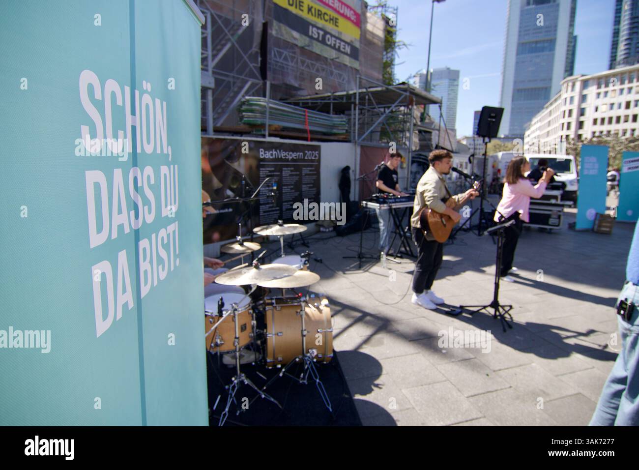 Frankfurt am Main, Germany. April 12, 2025. A rally at the Hauptwache ...
