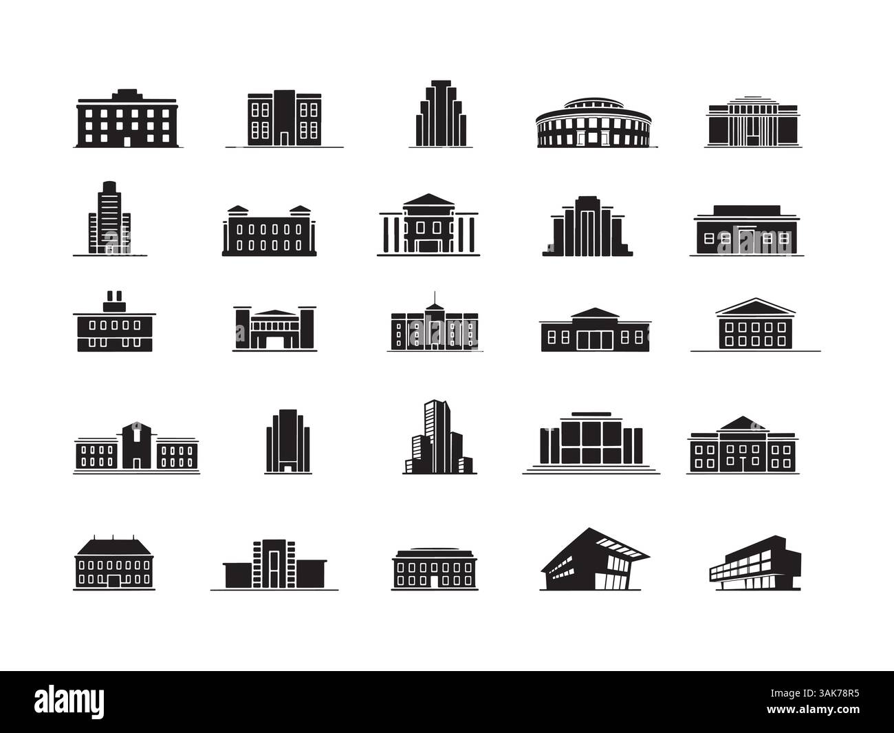 Minimalist Building Modern and Classic Architecture Icons set Stock ...
