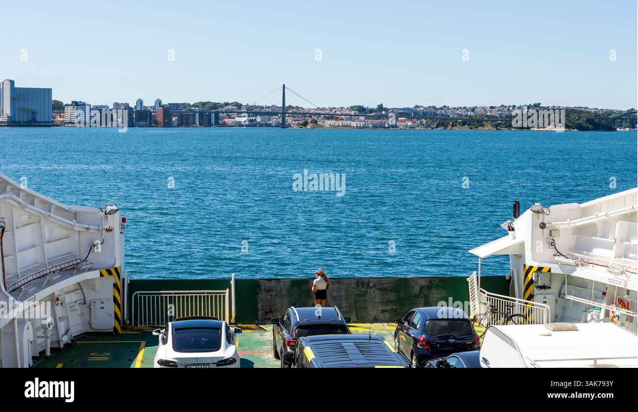 Scenic View From Ferry Deck With Cars On a Route From Tau to Stavanger ...