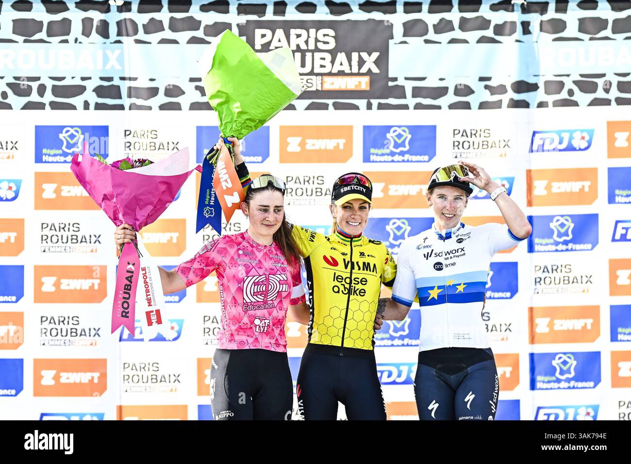 Roubaix, France. 12th Apr, 2025. Italian Letizia Borghesi of EF ...