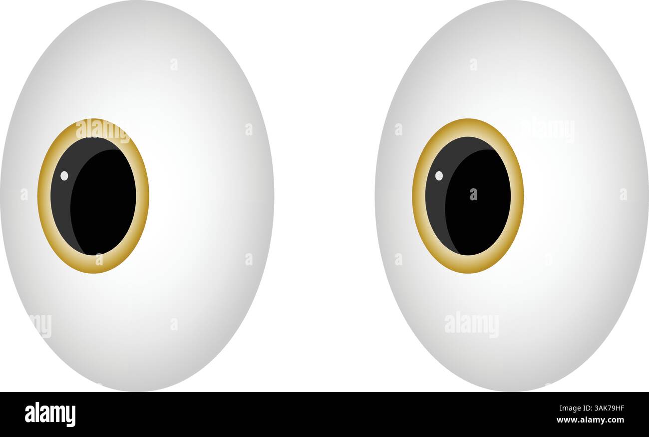 Realistic Cartoon Eyes Emoji - Wide Open Eyeballs Vector Illustration ...