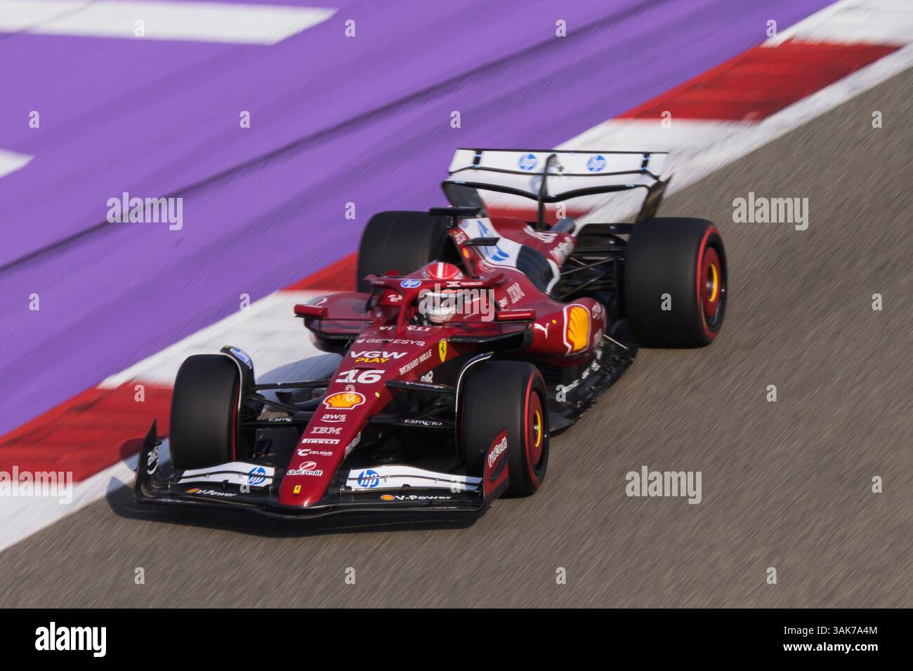 Sakhir, Bahrain. 12th April 2025. Charles Leclerc of Scuderia Ferrari ...