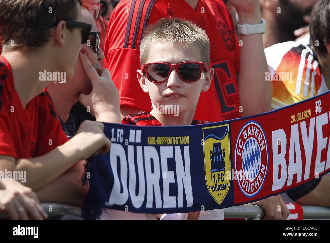 JULICH - 1.FC Duren fans with scarf during the friendly match between 1.FC Duren and FC Bayern ...