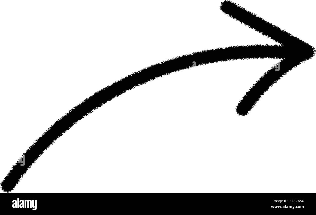 Curved Black Arrow Icon on White Background – Hand-Drawn Directional ...