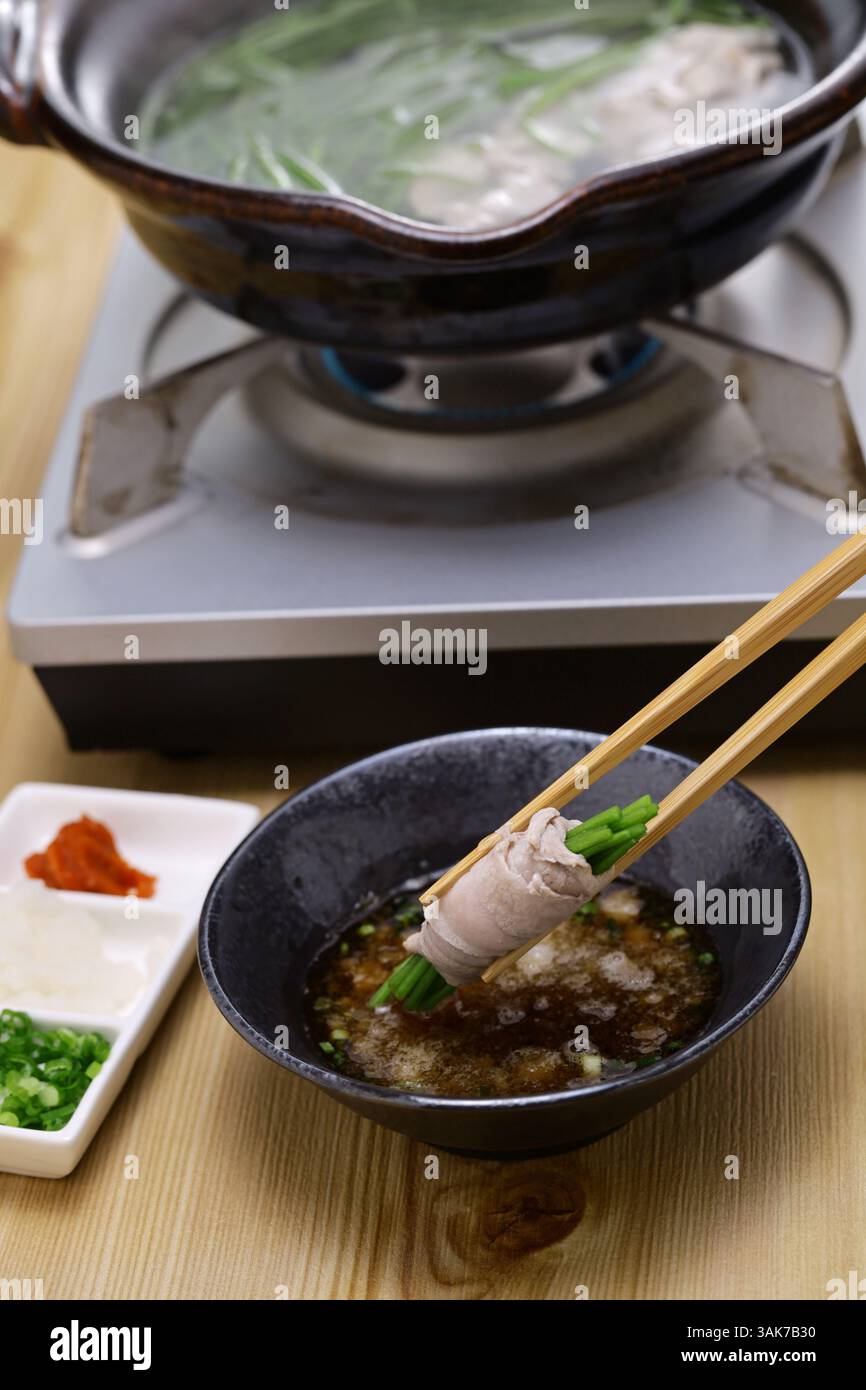 white water snowflake stems and pork belly shabu-shabu, hot pot dish ...