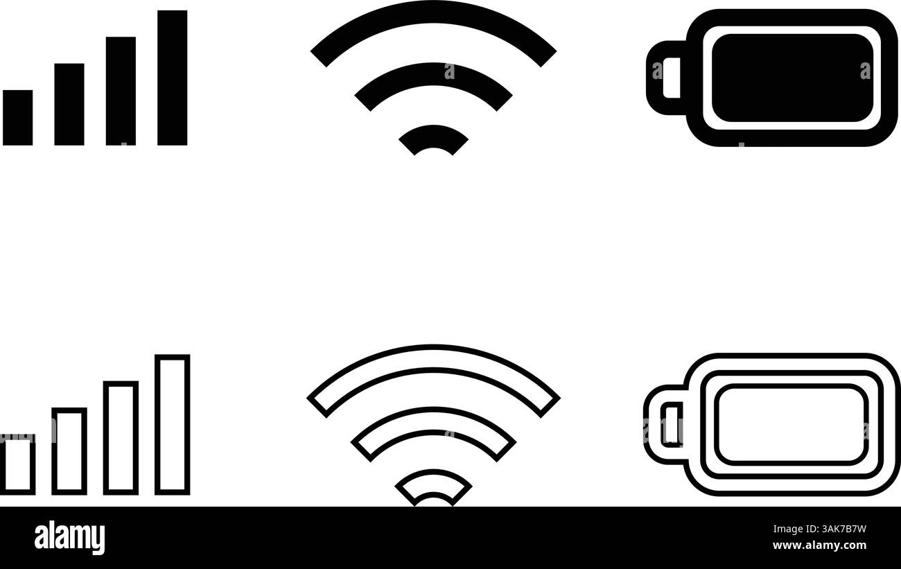 Minimalist battery wifi signal icons vector illustration Stock Vector ...
